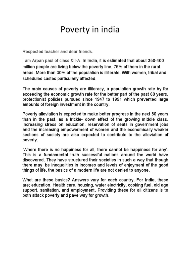 Poverty in India: Causes and Solutions | PDF