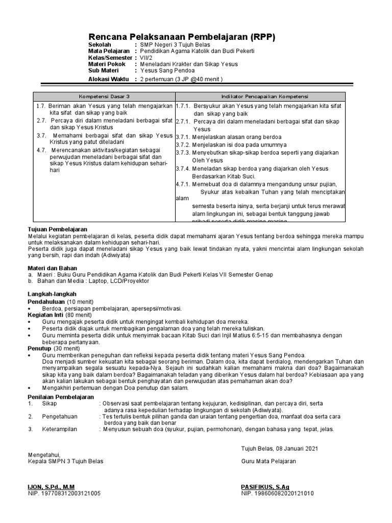 RPP Adiwiyata PAK | PDF