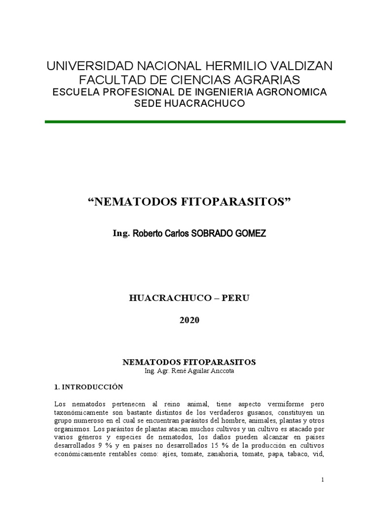 Nematodos Fitoparasitos 2 | PDF | Nematodo | Boca