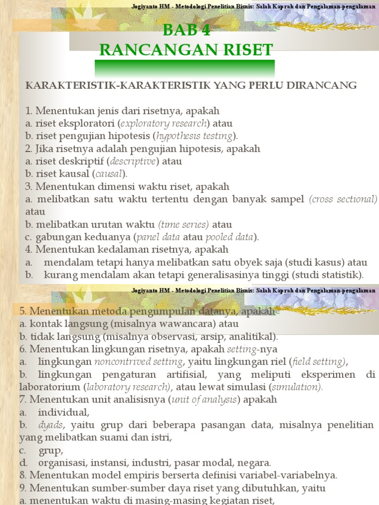 BAB 4 - MP - Rancangan Riset - Jogiyanto HM | PDF | Komputer