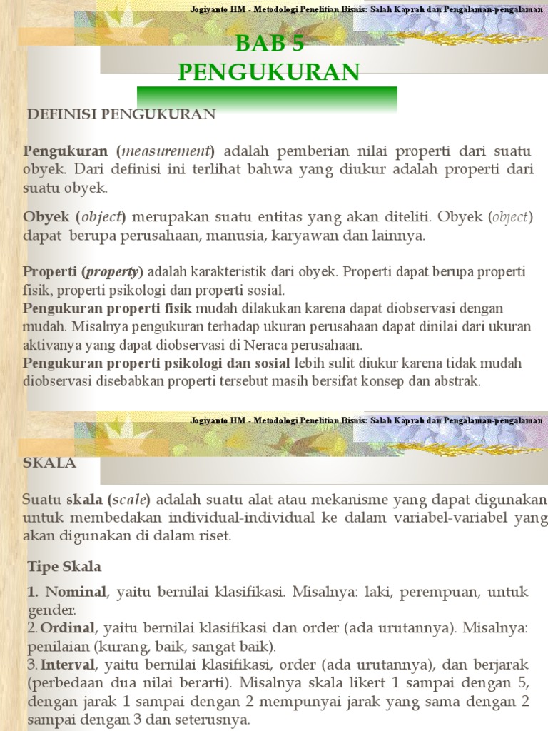 BAB 5 - MP - Pengukuran - Jogiyanto HM | PDF