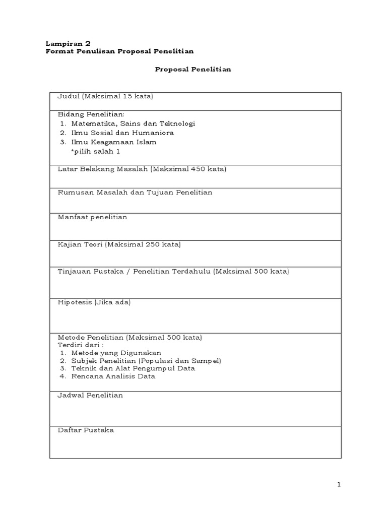 Format Penulisan Proposal Penelitian | PDF
