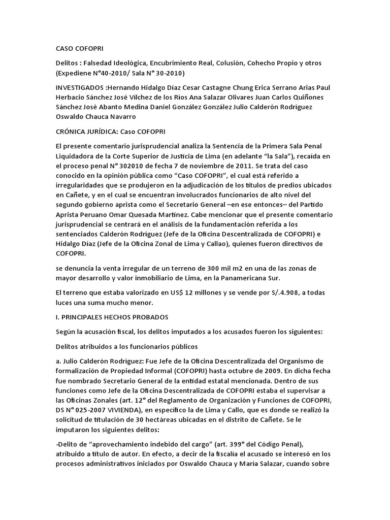 Caso Cofopri | PDF | Lima | Castigos
