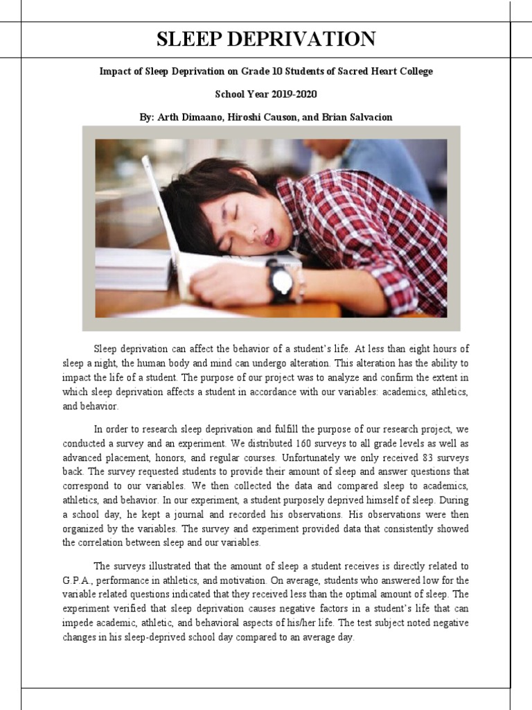 Sleep Deprivation Effects on Grade 10 Students | PDF | Sleep | Sleep ...
