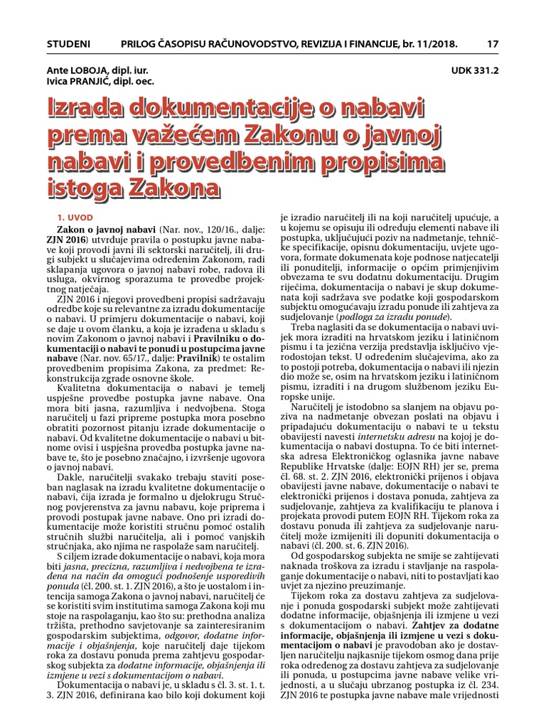 Izrada Dokumentacije o Nabavi | PDF