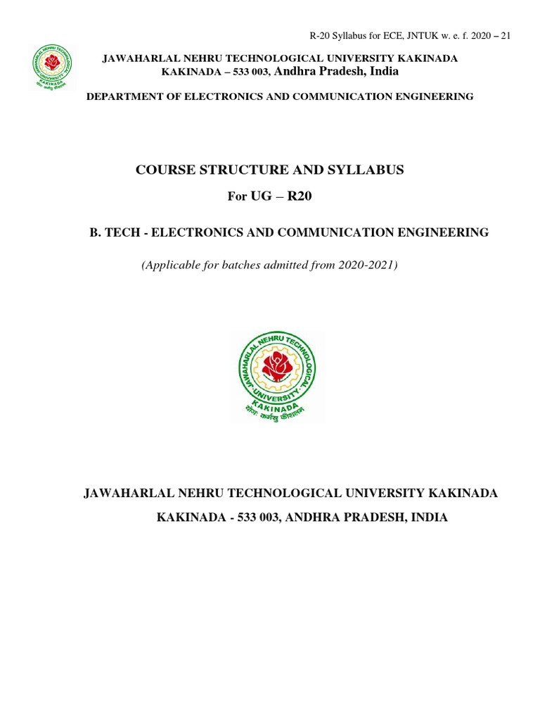 JNTUK BTech 2 1 Electronics Communications R20 Syllabus PDF | PDF ...