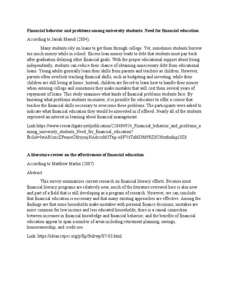 Financial Behavior and Problems Among University Students | PDF ...