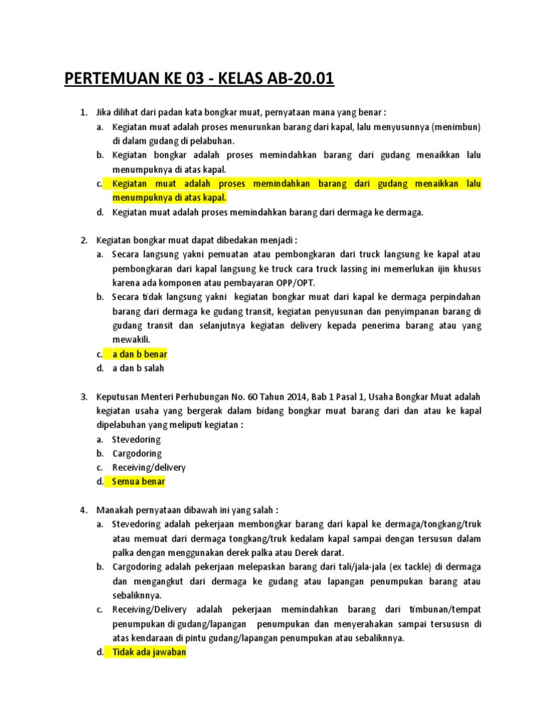 Soal Pilihan Berganda | PDF