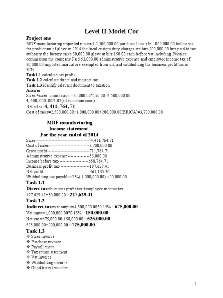 Level II Model Coc: Project One | PDF | Transaction Account | Value ...