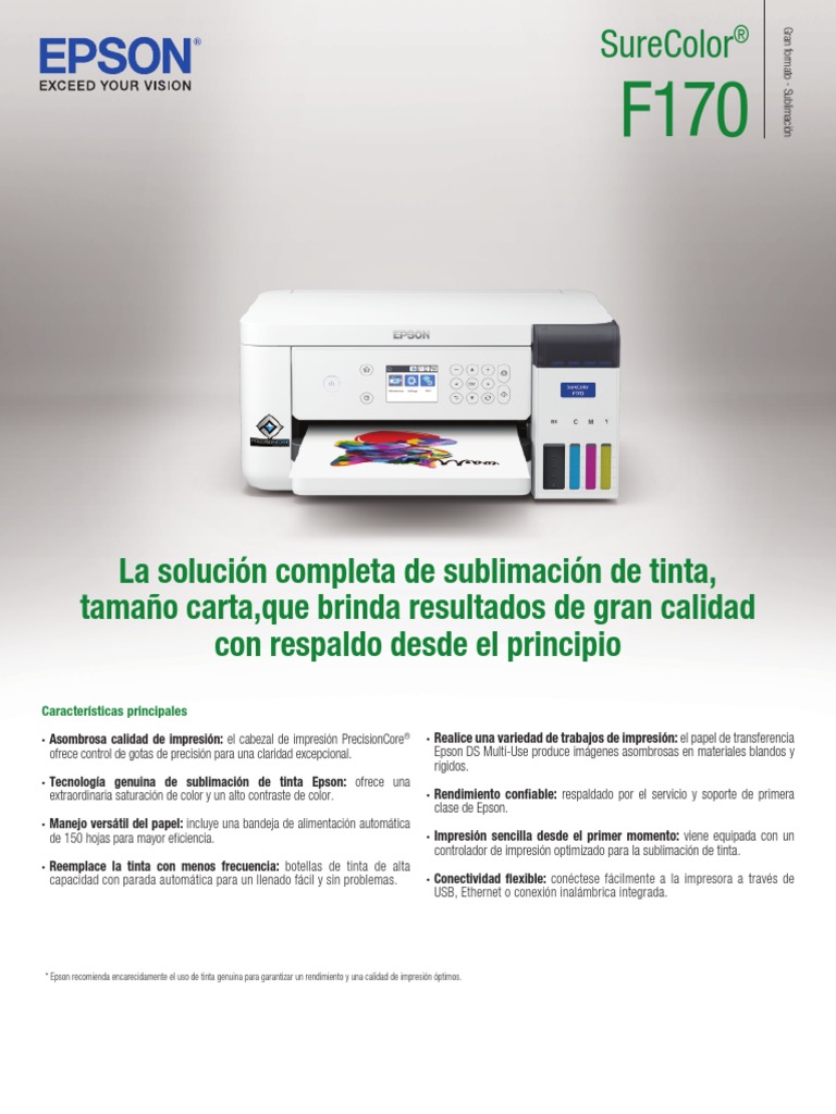 Ficha Técnica SureColor F170 | PDF | Impresora (Computación) | Tinta