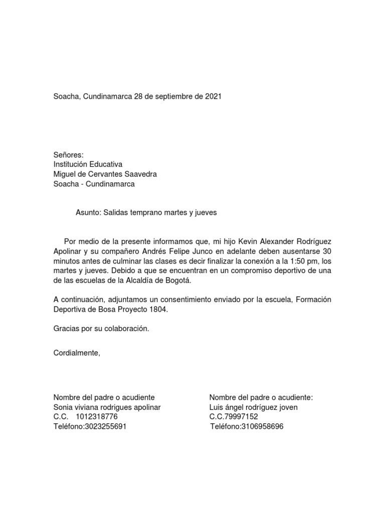 Salidas Temprano - Rev | PDF