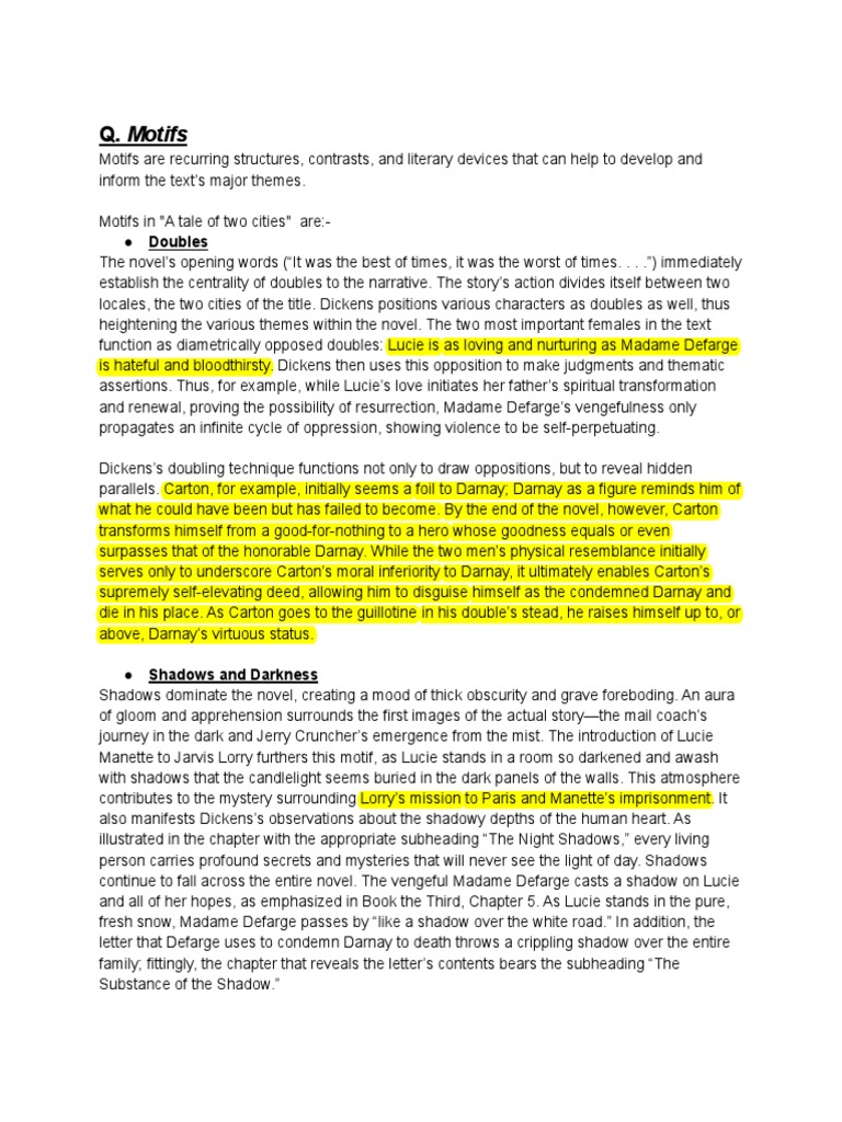 A Tale of Two Cities - Questions | PDF | A Tale Of Two Cities | Narration