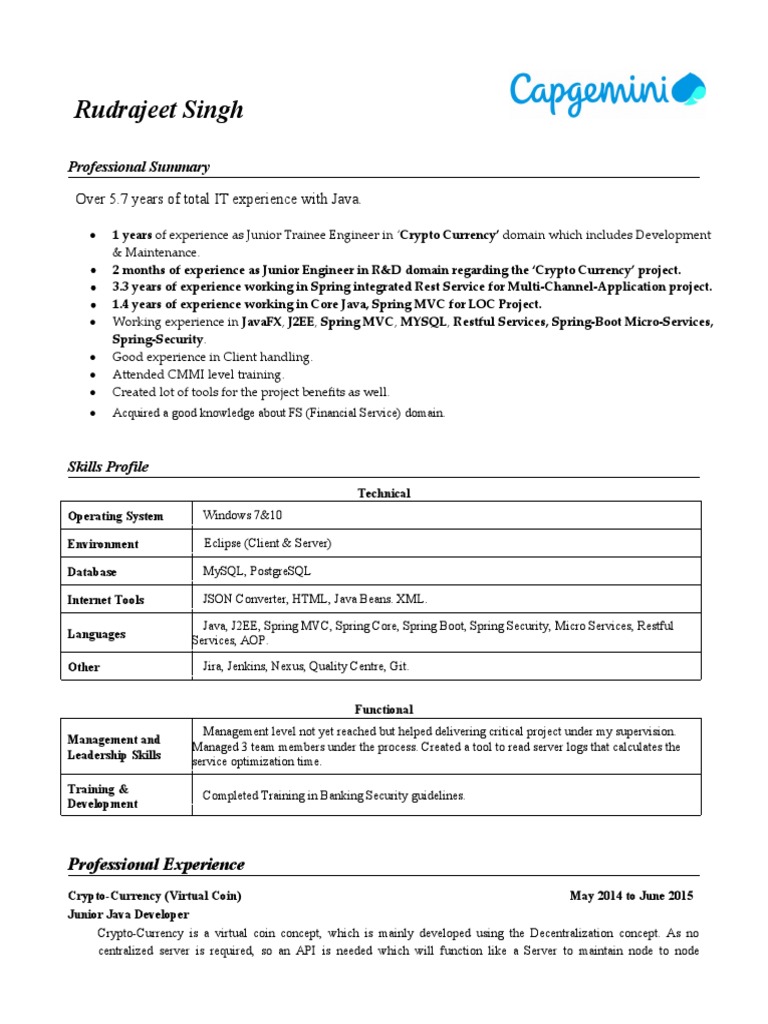 Rudrajeet Singh: Professional Summary | PDF | Representational State Transfer | Spring Framework