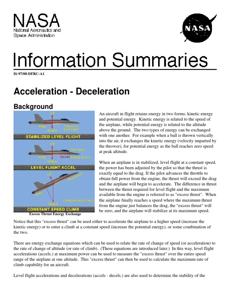 NASA Information Summaries Acceleration-Deceleration | PDF | Aircraft ...