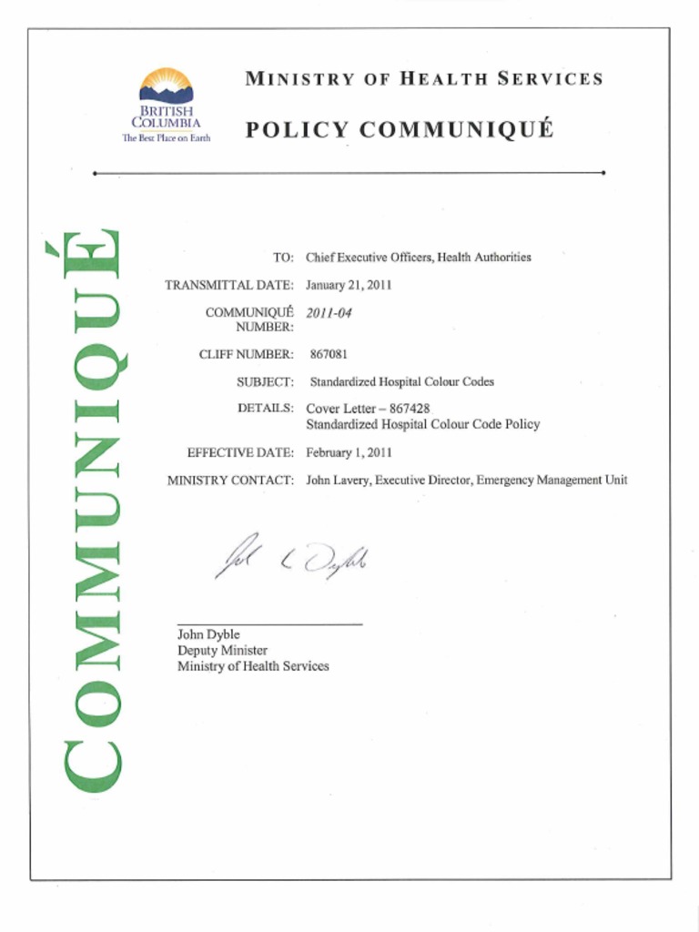 Standardized Hospital Colour Codes | PDF | Emergency | Emergency Management