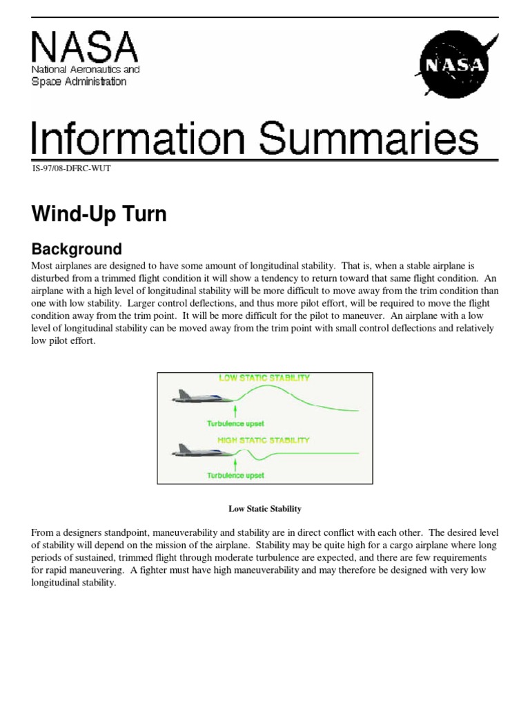NASA Information Summaries Wind-Up Turn | PDF | Stall (Fluid Mechanics ...