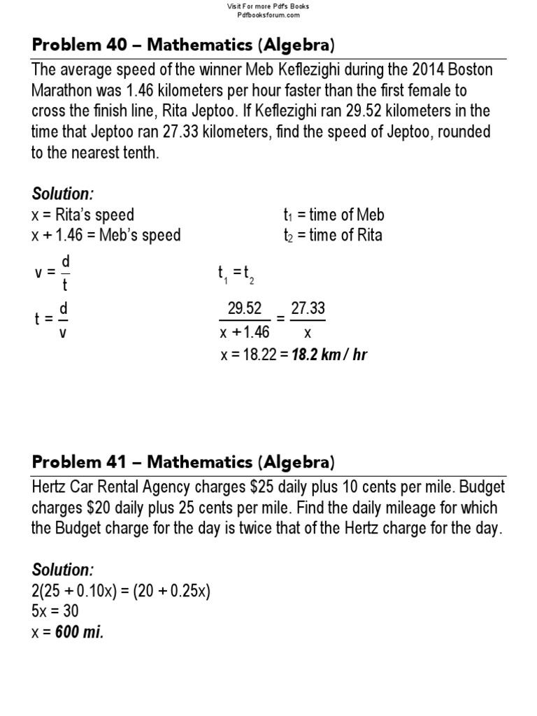 Algebra Problems 2 | PDF | Electrical Resistance And Conductance | Algebra