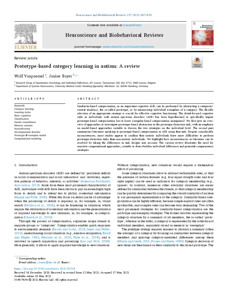 Neuroscience and Biobehavioral Reviews: Wolf Vanpaemel, Janine Bayer ...