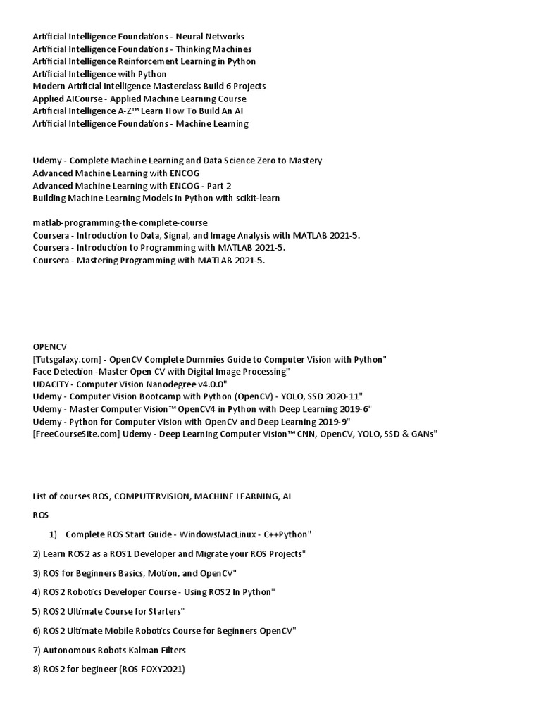 List of Courses AI, Machine Learning | PDF