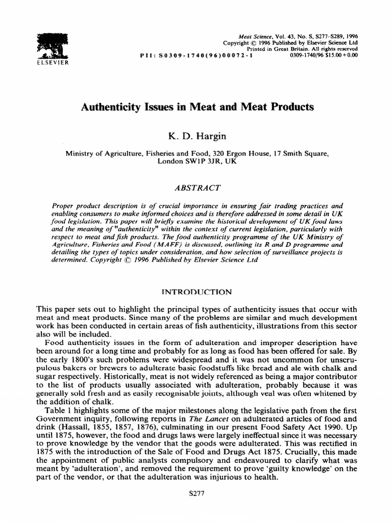 Authenticity Issues in Meat and Meat Products | PDF | Elisa | Foods