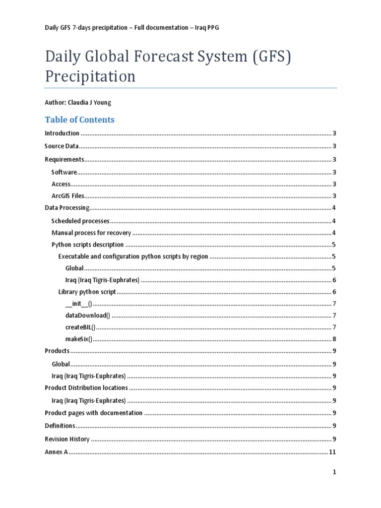 Daily Global Forecast System (GFS) Precipitation | PDF | Computer File ...