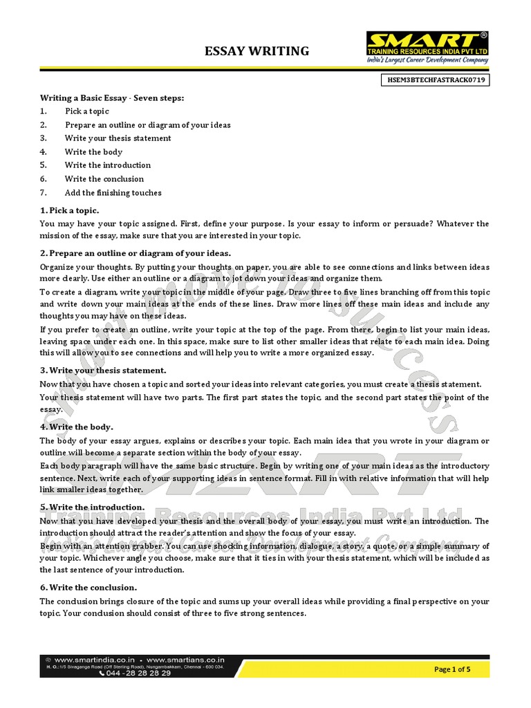 Writing A Basic Essay - Seven Steps | PDF | Essays | Volcano