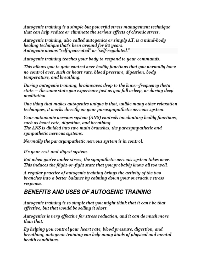 An Introduction to Autogenic Training: A Powerful yet Simple Mind-Body ...