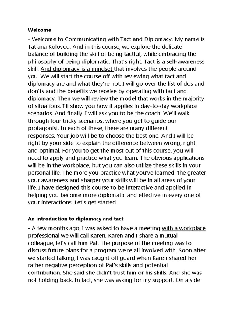 Diplomacy and Tact | PDF | Nonverbal Communication | Communication