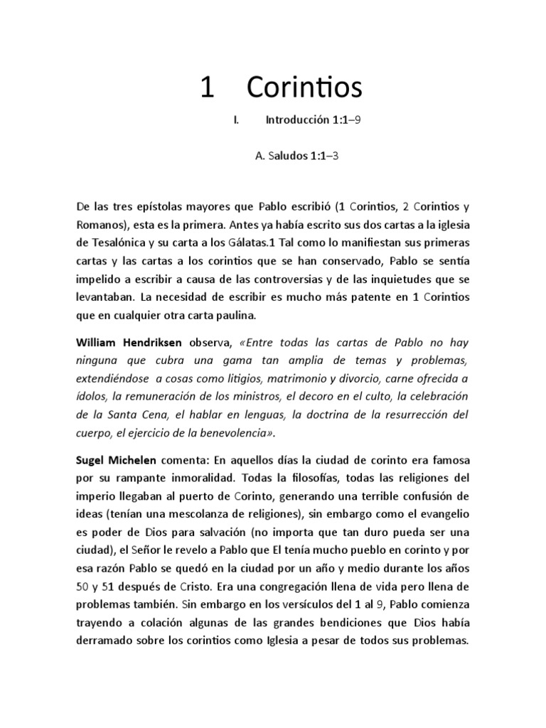 Una introducción a la primera epístola de Pablo a los corintios | PDF | Pablo el apóstol ...