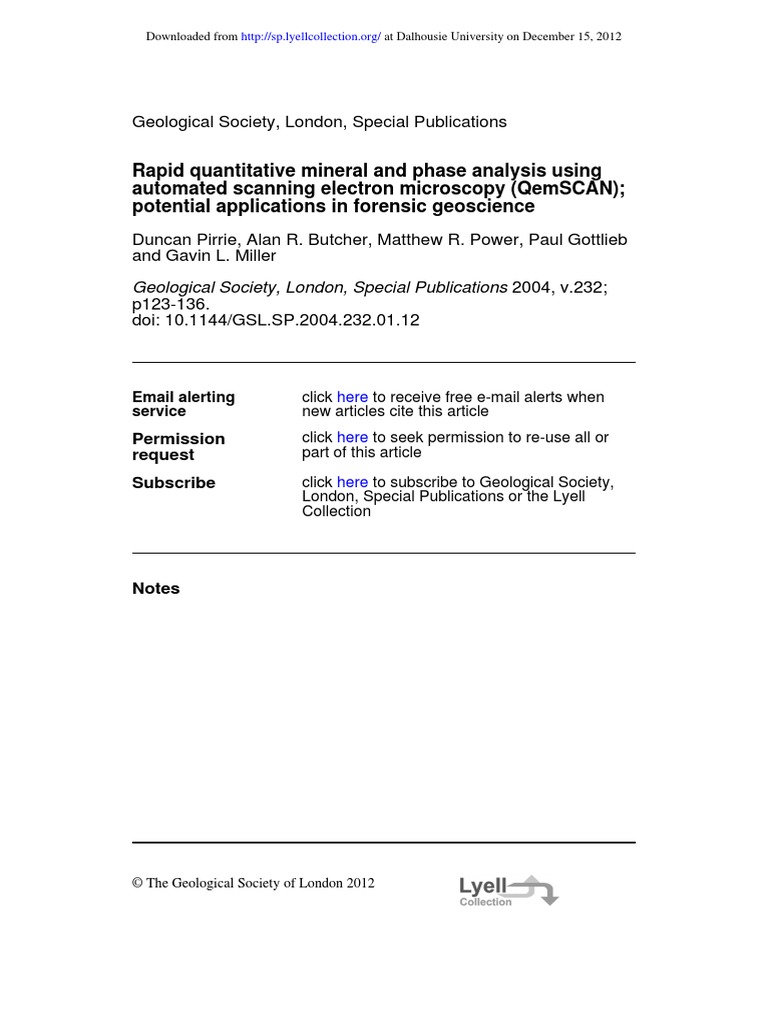 Automated Scanning Electron Microscopy (Qemscan) Rapid Quantitative ...