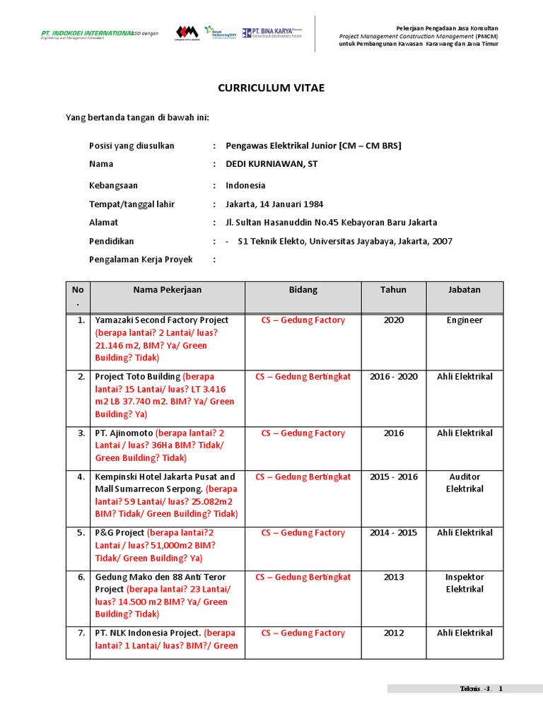 CV Dedi Kurniawan | PDF