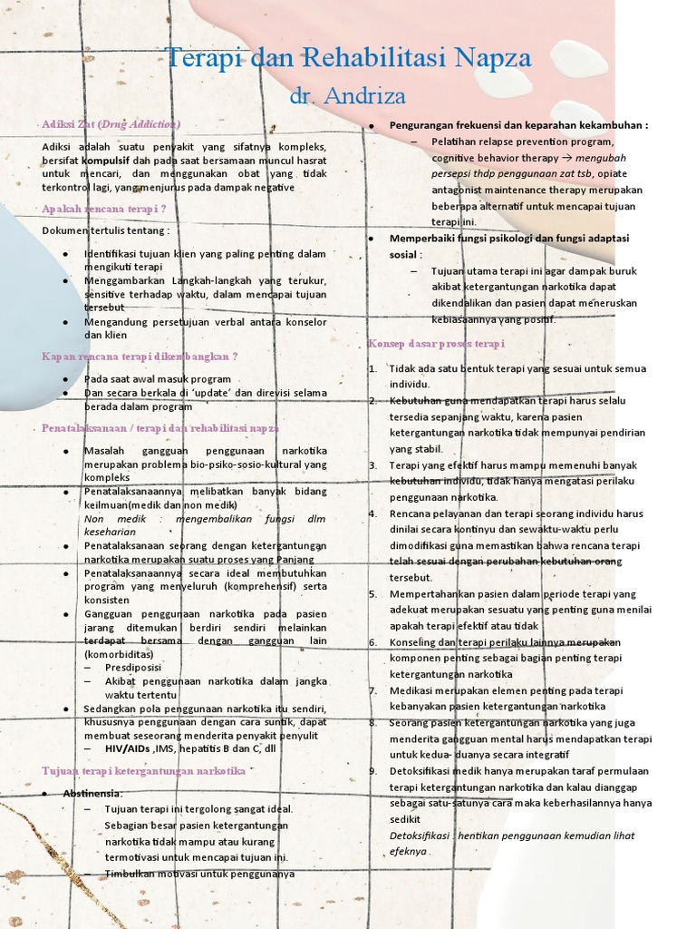 Rencana Terapi Ketergantungan Napza | PDF | Pengembangan Diri