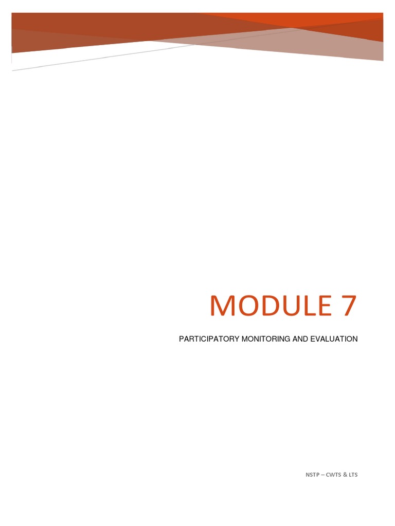 Module 7 Cwts And Lts Pdf Evaluation Monitoring And Evaluation