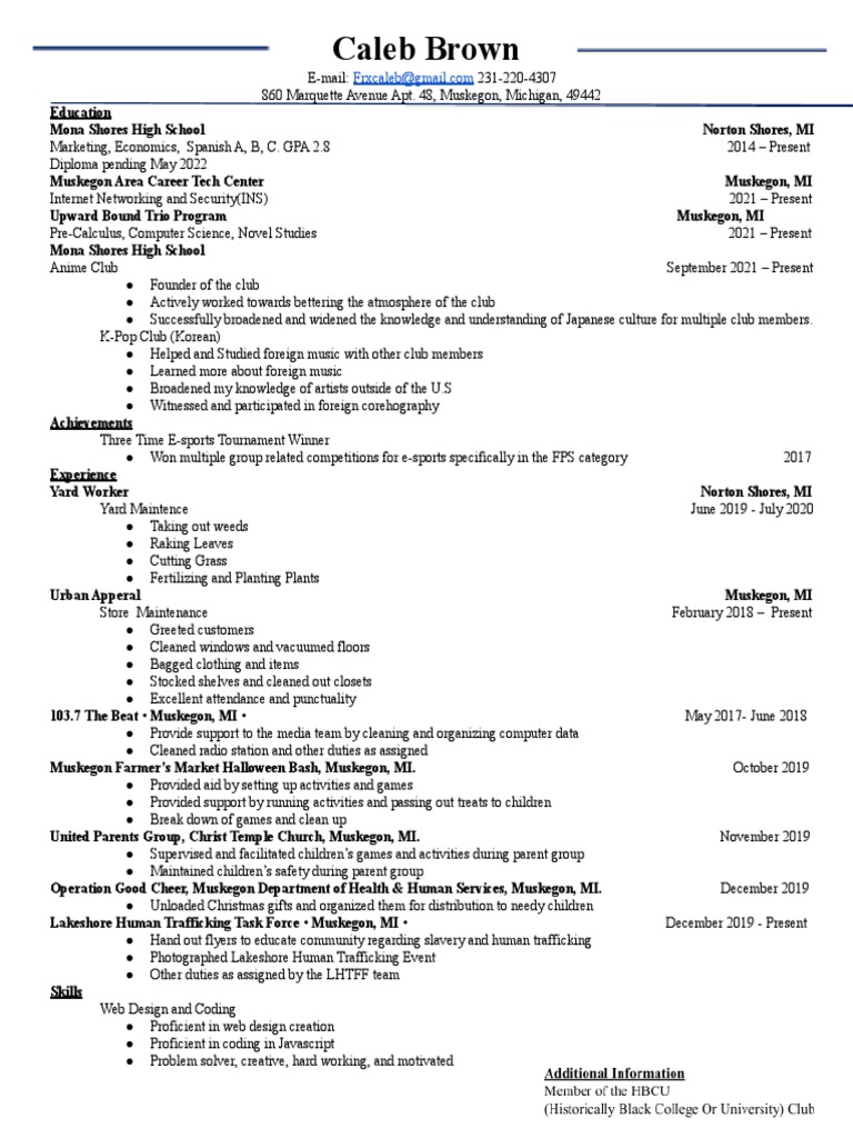 Caleb Brown Resume 1 | PDF