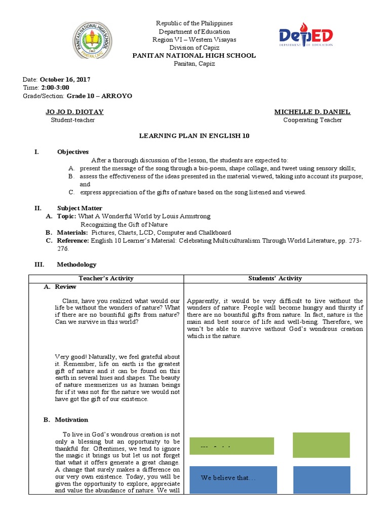 Nature's Wonderful Gifts | PDF | Nature | Lesson Plan