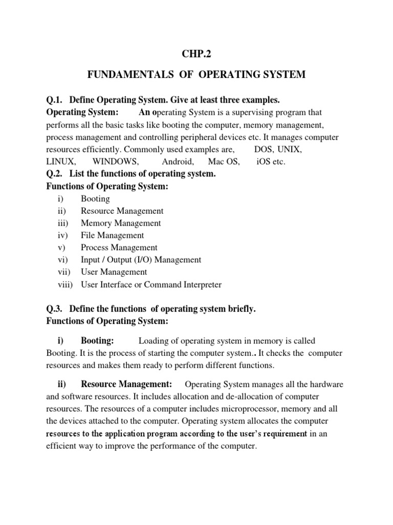CHP.2 Fundamentals of Operating System | PDF | Operating System | Process (Computing)