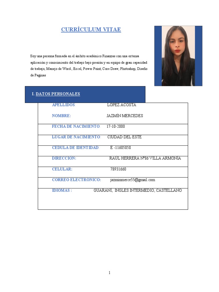 Currículum Vitae de Jazmín López Acosta | PDF