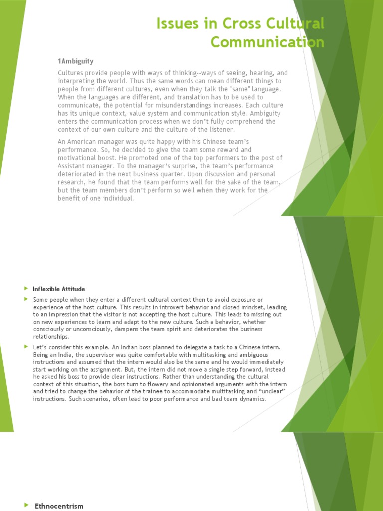 Cross-Cultural Communication Issues | PDF | Communication | Nonverbal ...