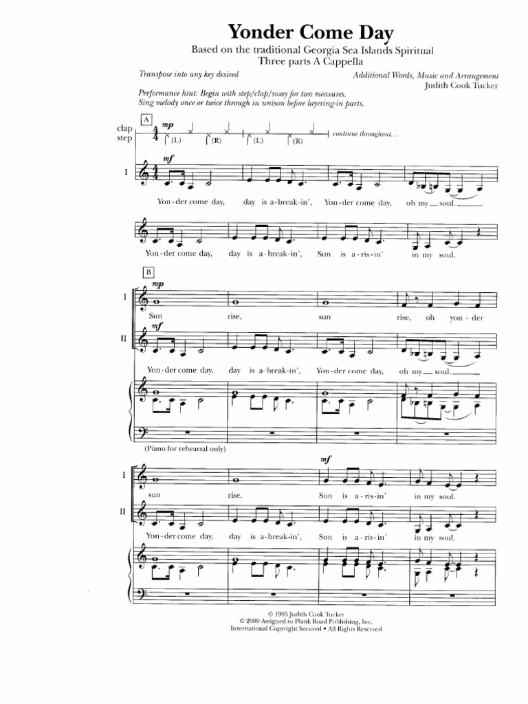 Yonder Come Day Sheet Music | PDF