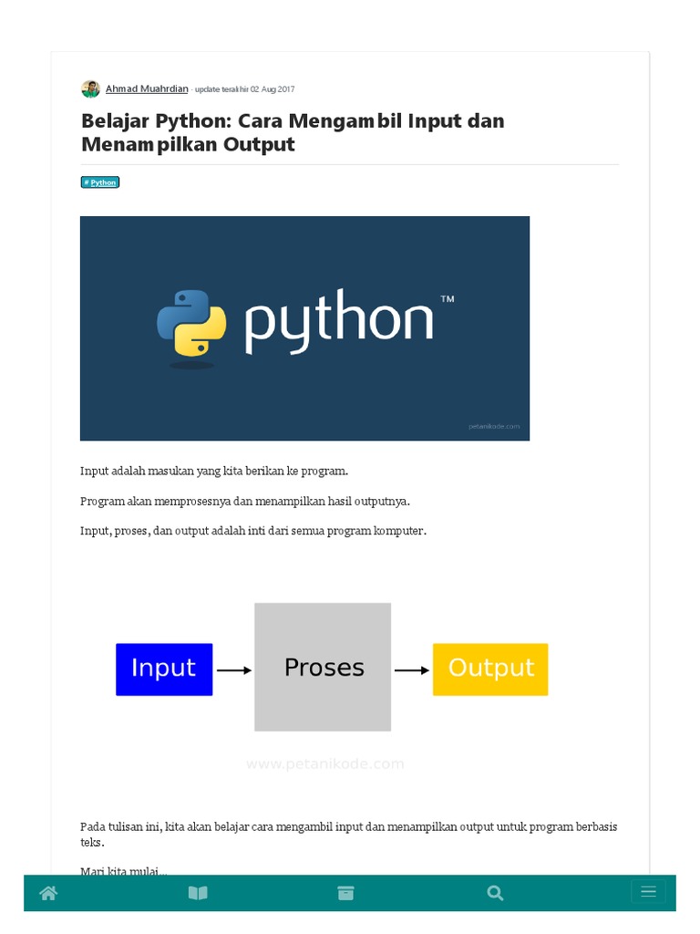 Cara Mengambil Input Dan Menampilkan Output - PETANIKODE | PDF