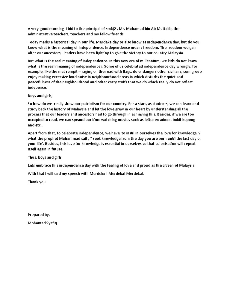 Independence Day Speech | PDF