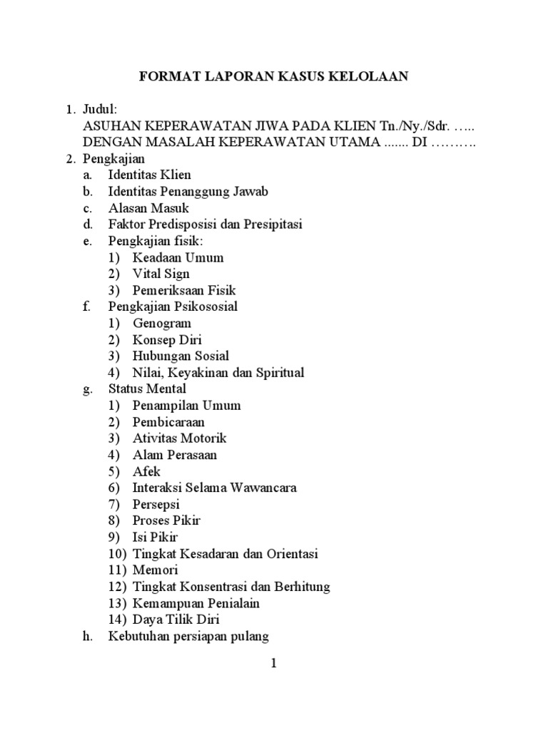 Laporan Asuhan Keperawatan Jiwa | PDF