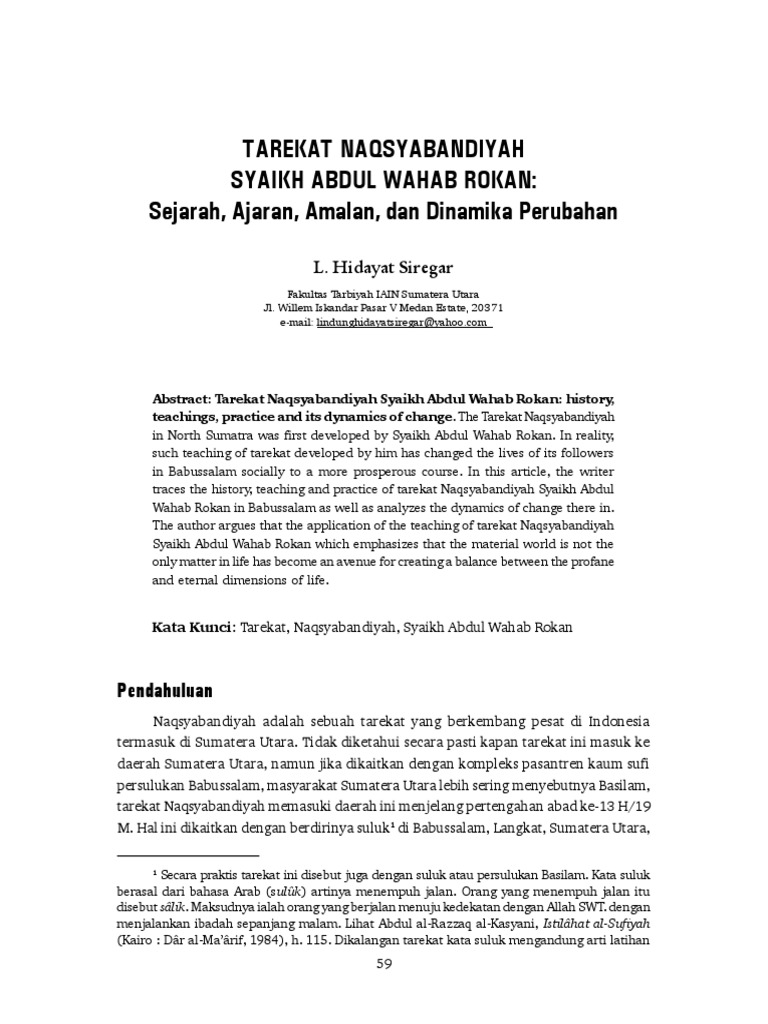ID Tarekat Naqsyabandiyah Syaikh Abdul Waha | PDF | Sejarah | Agama ...