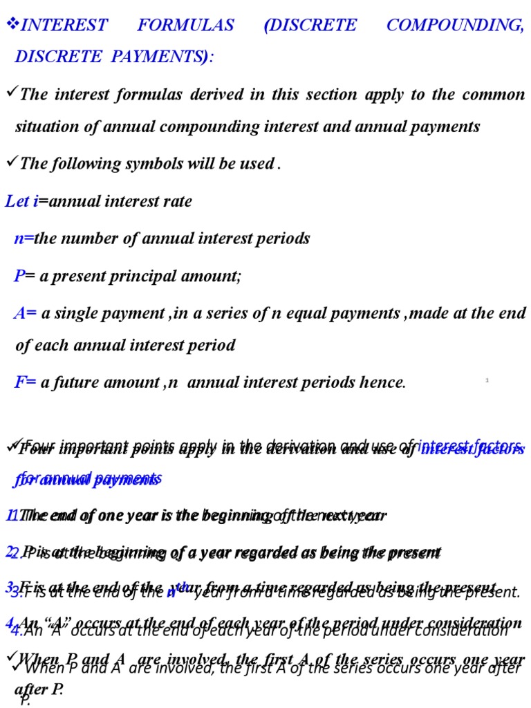 The Interest Formulas Derived in This Section Apply To The Common | PDF ...