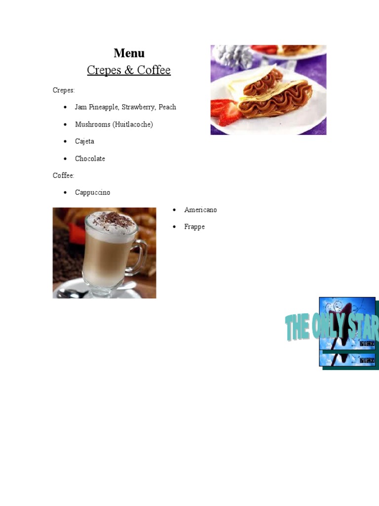 Crepes and Coffee Menu Options | PDF