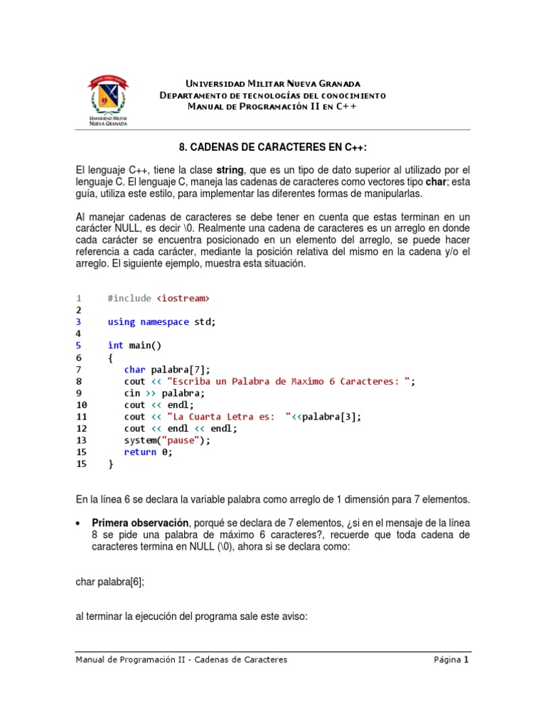 Cadenas de Caracteres | PDF | C ++ | Estructura de datos de matriz