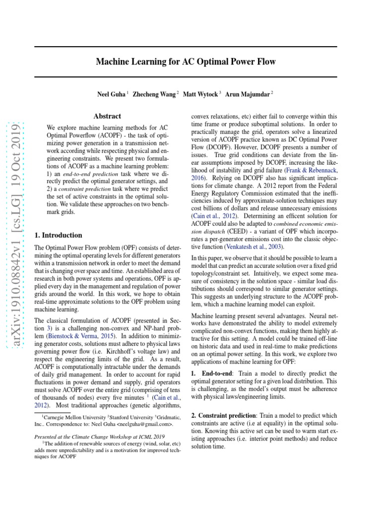 Machine Learning for ACOPF Optimization | PDF | Mathematical Optimization | Machine Learning