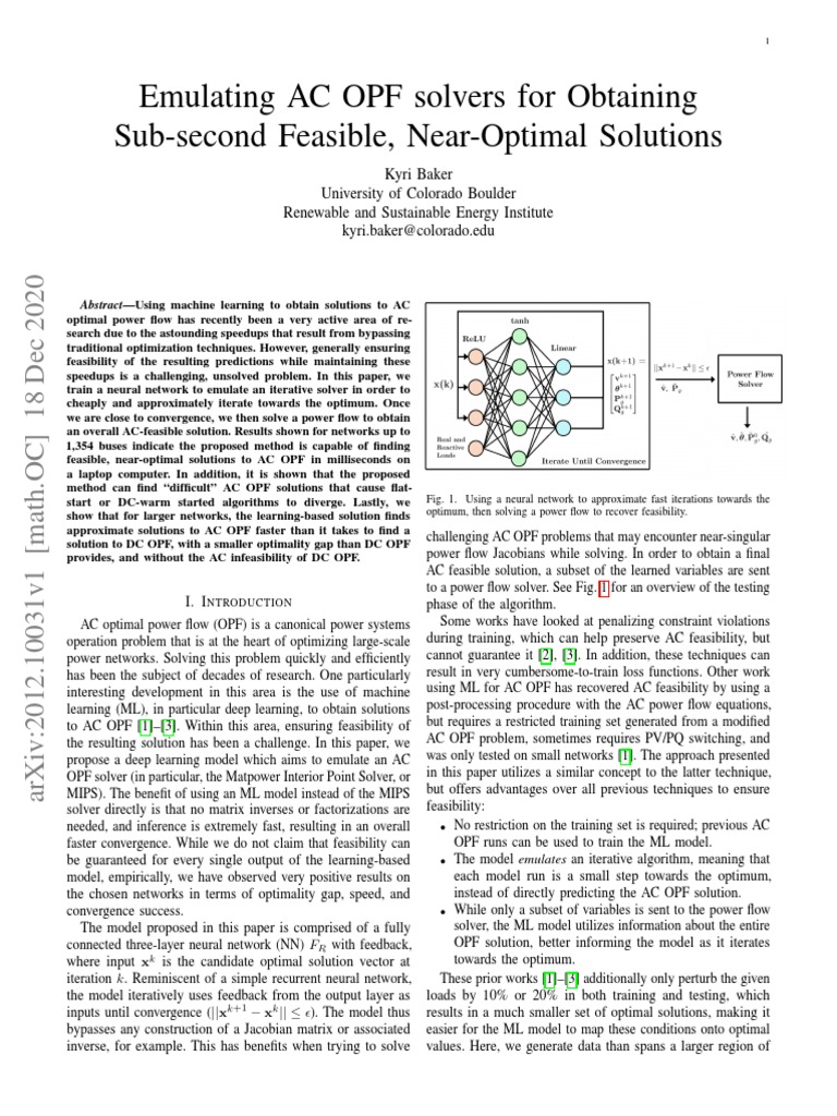 Machine Learning for Fast AC OPF Solutions | PDF | Mathematical Optimization | Artificial Neural ...