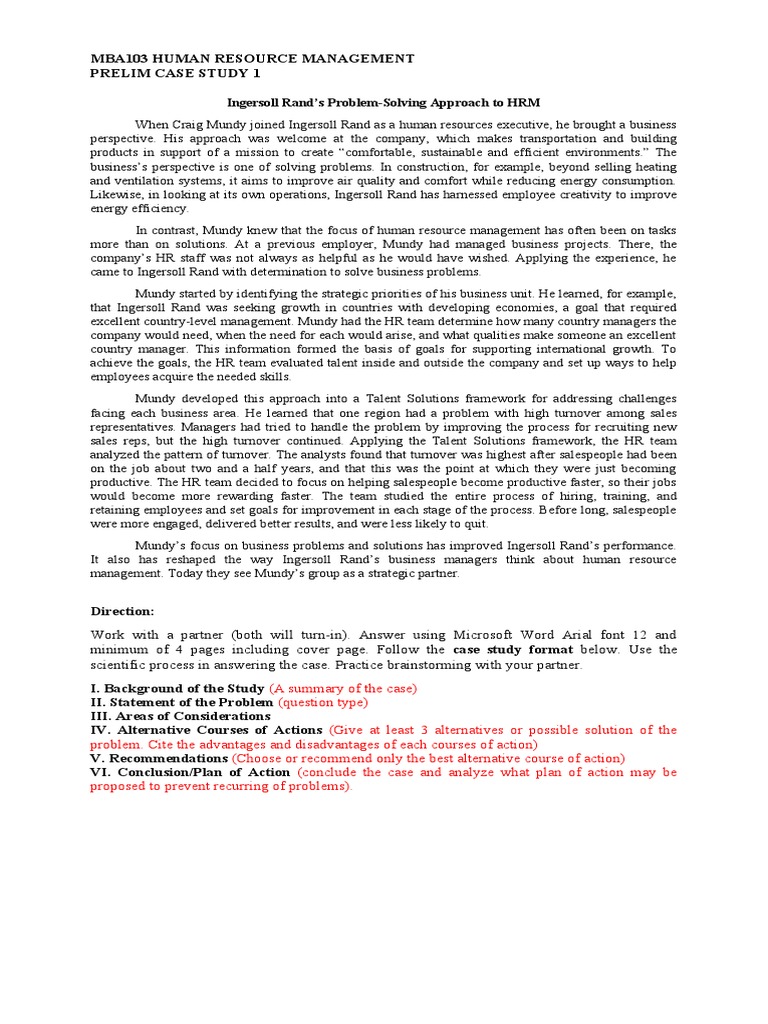 Mba103 Prelim Case Study 1 | PDF | Human Resource Management | Human ...