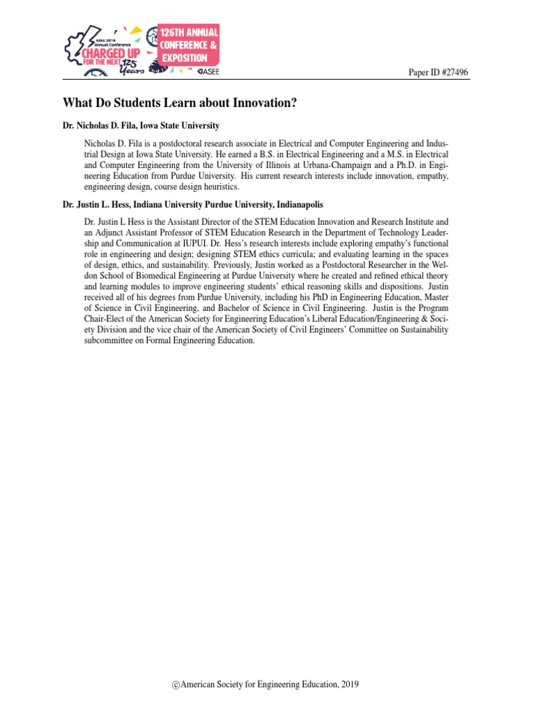 What Do Students Learn About Innovation? | PDF | Innovation | Mindset